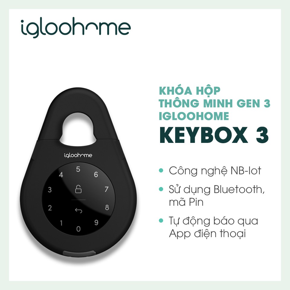 Khóa Hộp Thông Minh Gen 3 Igloohome - Keybox 3 - Công nghệ NB-IoT - Sử dụng Bluetooth, Mã Pin ...