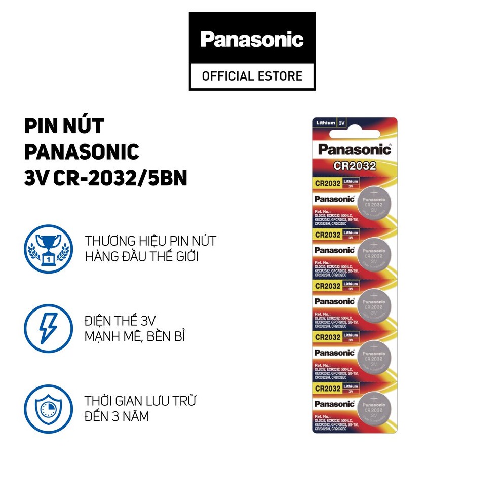 Vỉ 05 Pin CR2032 2025 2016 1220 Panasonic Chính Hãng, Pin Nút, Pin Cút ...