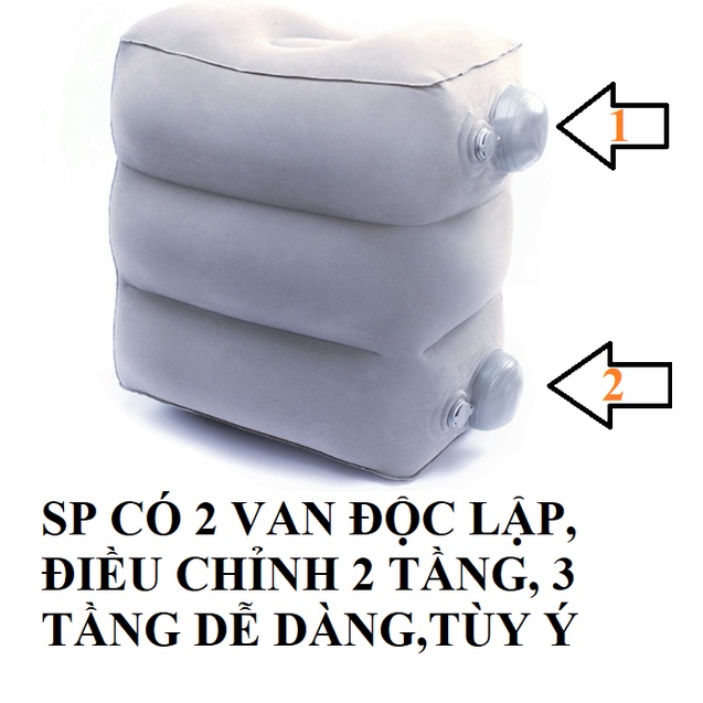 gối hơi văn phòng kê chân 3 tầng tự động bơm hơi, gấp gọn khi không sử ...