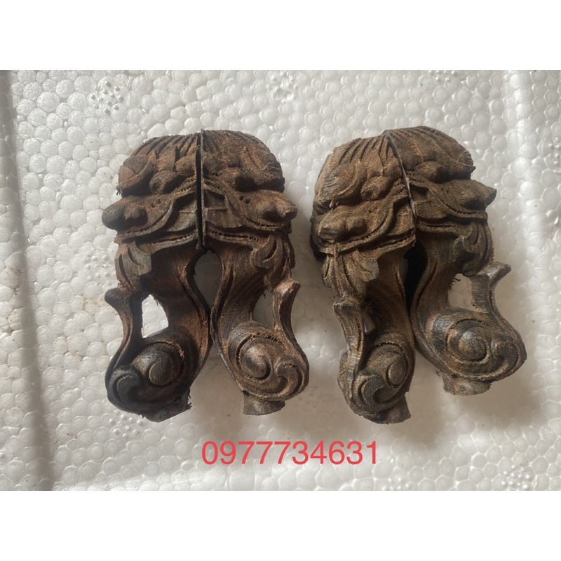 Bộ 4 chiếc chân quỳ gỗ mun đục CNC sắc nét hàng loại 1 phụ kiện lồng ...
