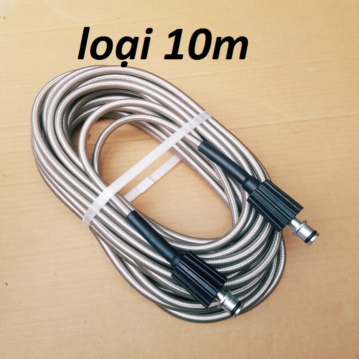 Dây rửa xe 10M,15,20,30M áp lực cao 2 đầu to ren 22mm kèm khớp ĐỒNG nối dây ren 22 . Dây xịt rửa ...