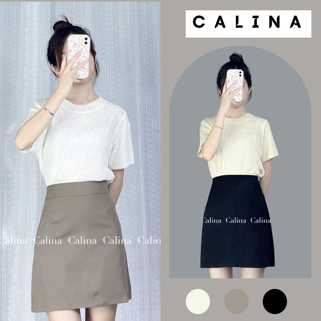 Chân Váy Nữ Cạp Cao Chữ A CALINA ChanvaychuA6548 | Shopee Việt Nam