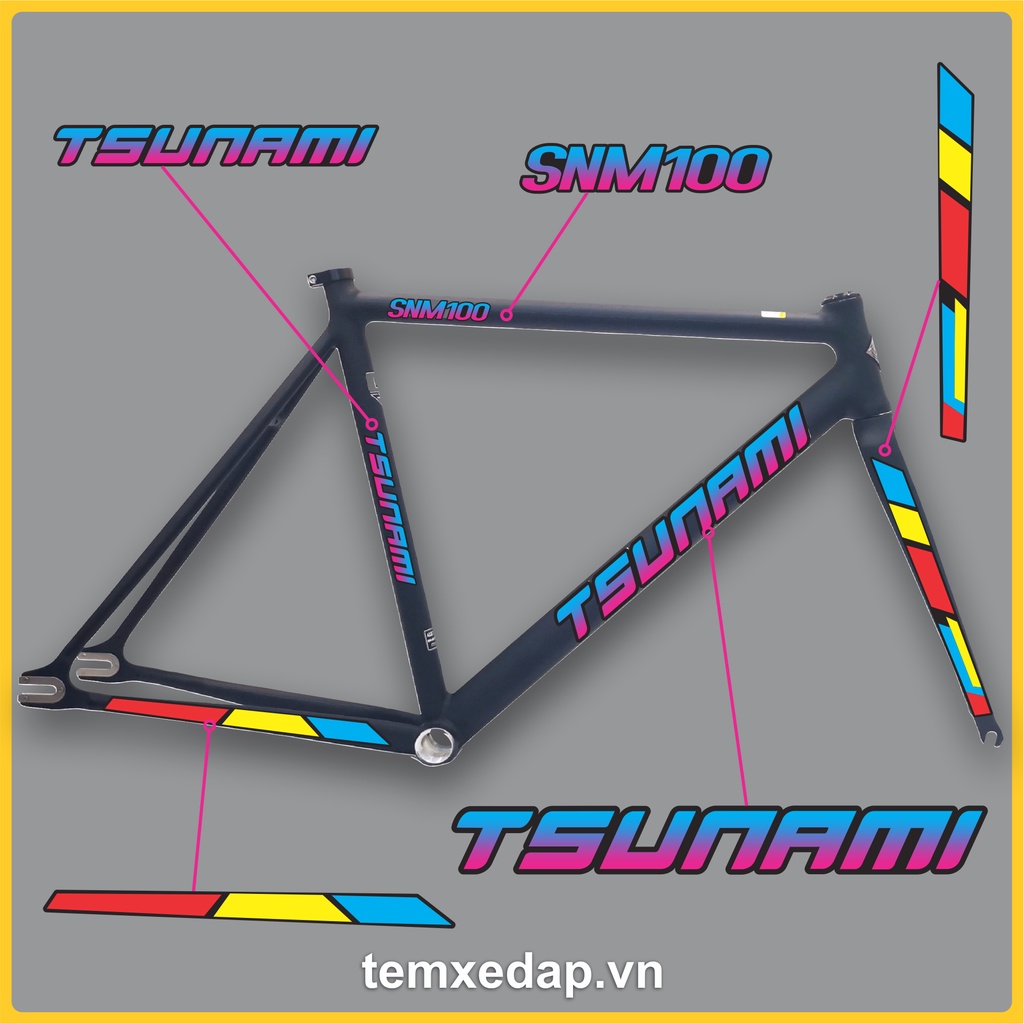 Tem decal dán đổi màu sườn xe đạp Fixed Gear TSUNAMI SNM100 - Sườn đen ...