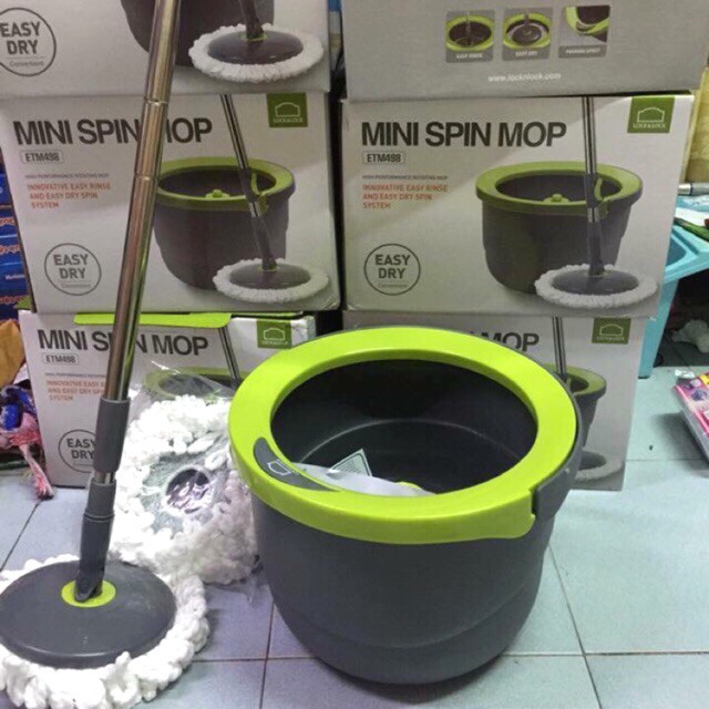 Bộ Cây Lau Nhà Xoay Tay Mini Ettom Lock&Lock ETM498 kèm 2 Bông Lau ...