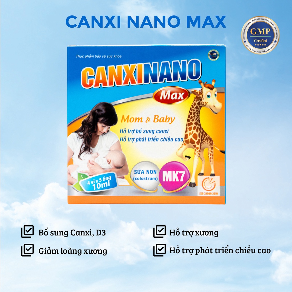 CANXI NANO MAX - Bổ sung canxi, vitamin D3 cho cơ thể (4 vỉ x 5 ống ...