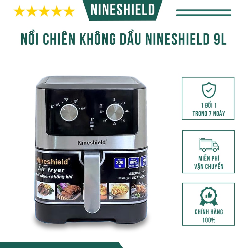 Nồi chiên không dầu Nineshield KB-1000 dung tích 9L, Nồi chiên không dầu đa năng công nghệ 2022 ...