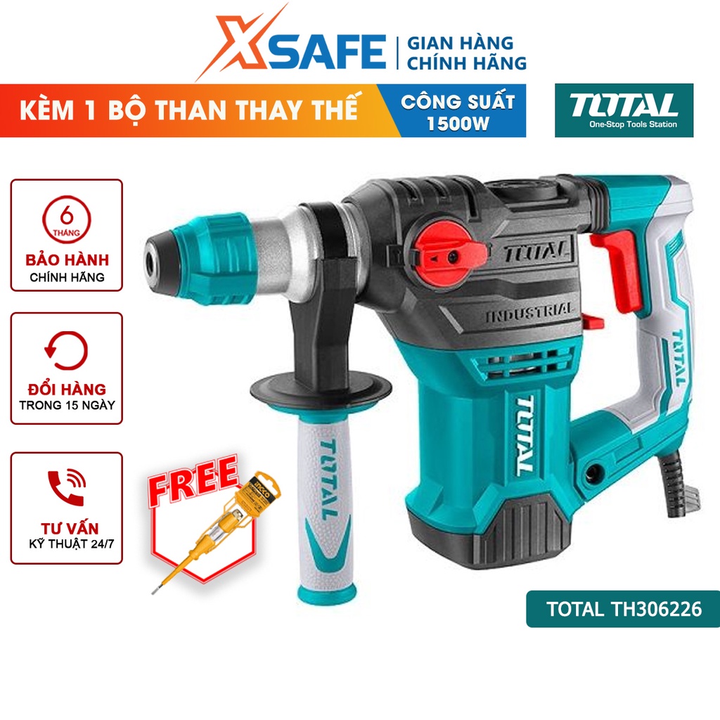 Máy khoan búa cầm tay TOTAL TH1153216 1500W tốc độ 850rpm, tốc độ búa ...