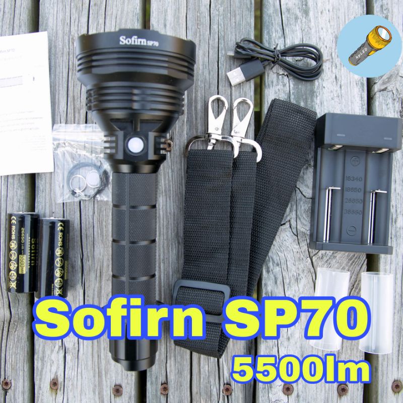 Đèn pin chính hãng Sofirn SP70 led XHP70.2 siêu sáng 5500lm siêu to khổng lồ dùng đi biển đi ...