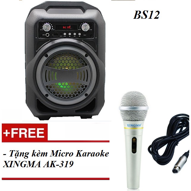 Loa BS12 Bluetooth Jack cắm Micro dùng cho Tivi, điện thoại tặng kèm Micro Xingma AK-319 ( Màu ...