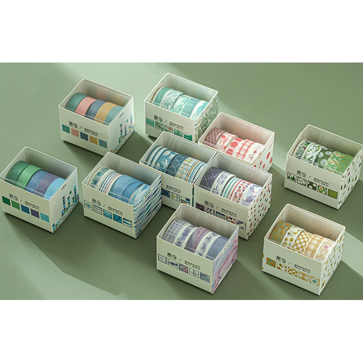 KimiTape Set 5 washi tape nhiều mẫu 10mmx2m băng dính nhỏ trang trí ...