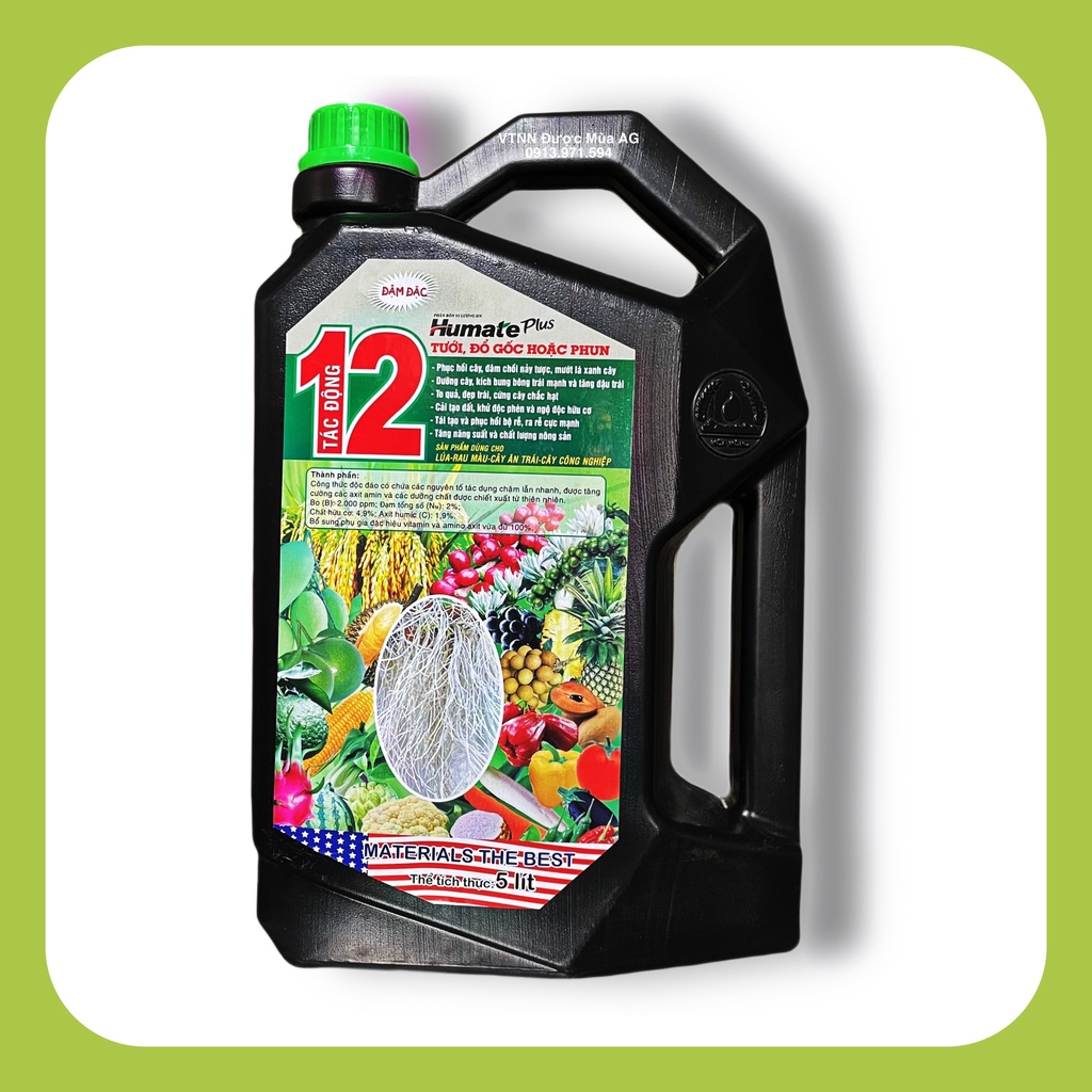 HUMATE Plus (5 lít) - Phân Vi Lượng Tưới, Đổ Gốc, Phun - Axit Humic Đậm ...