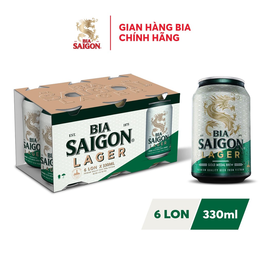 Lốc 6 lon bia SÀI GÒN LAGER - SABECO - 330ml/lon | Shopee Việt Nam