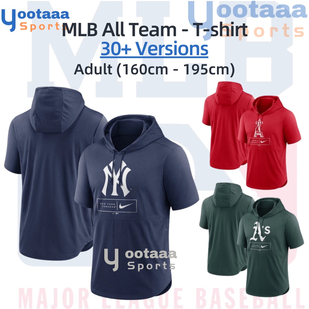 Áo thun ngắn tay có mũ trùm đầu MLB [S-3XL] Angels Braves Dodgers Yankees Tigers Rays Padres Red ...