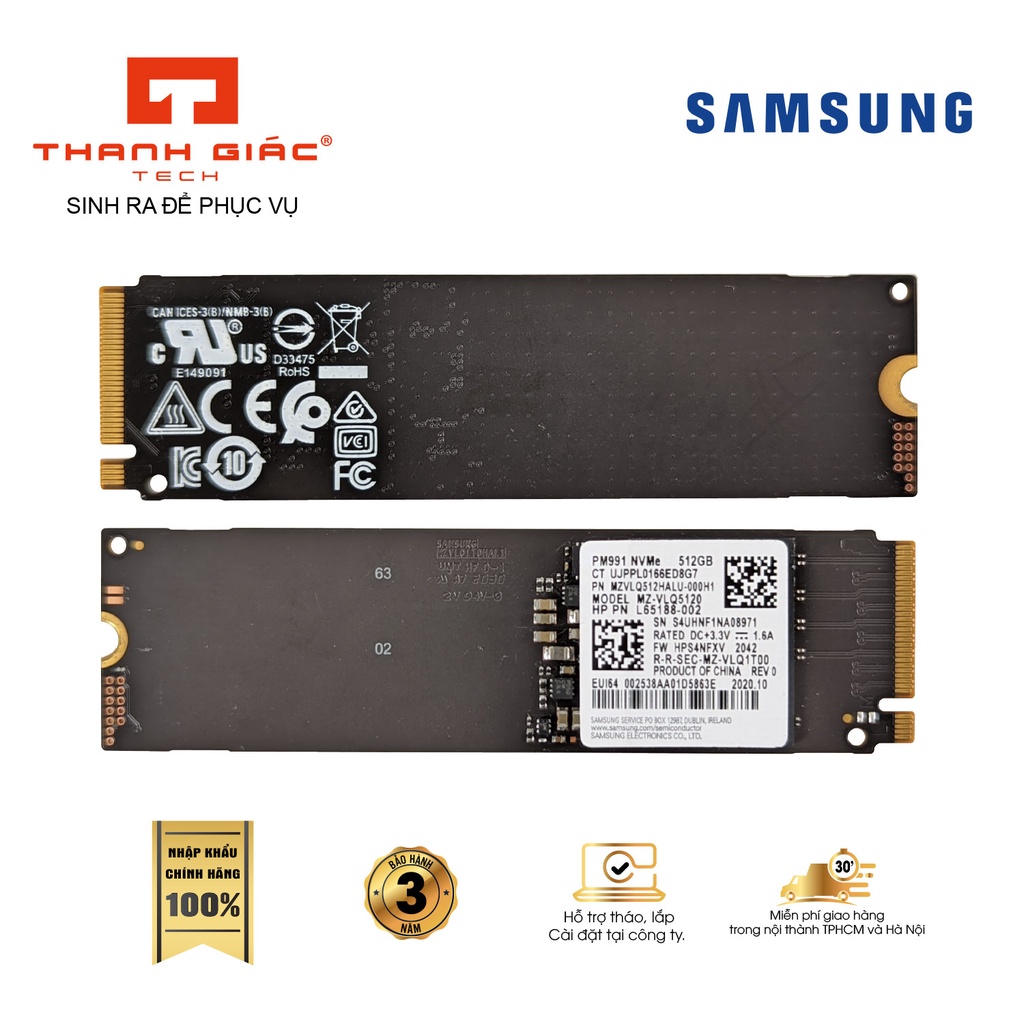 Ổ cứng SSD Samsung NVMe PM991 512GB/256GB M.2 2280 PCIe Gen3 x4 - Bảo ...