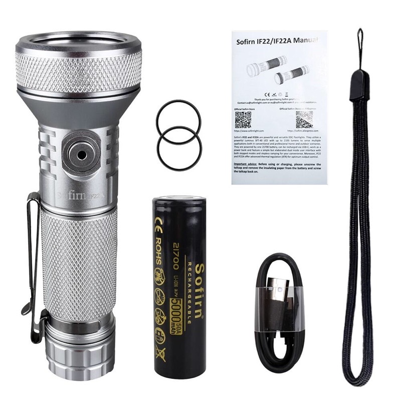 Sofirn IF22 Và IF22A Led Luminus SFT40 2100LM Đèn Pin Nhỏ Gọn Chiếu Xa 700m Pin Sạc 21700 Chính ...