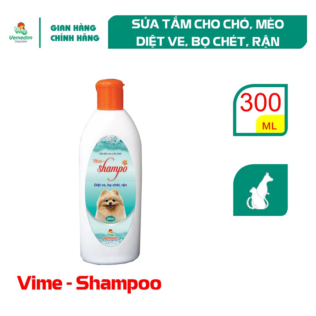 Vemedim Vime-shampo sữa tắm chó, mèo diệt ve, rận, bọ chét, chai 300ml ...