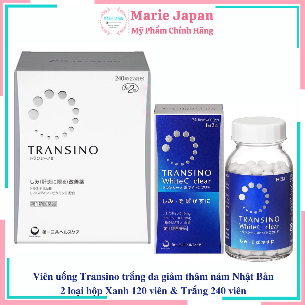 Viên uống Transino trắng da mờ thâm nám hiệu quả Nhật Bản Chính Hãng ...