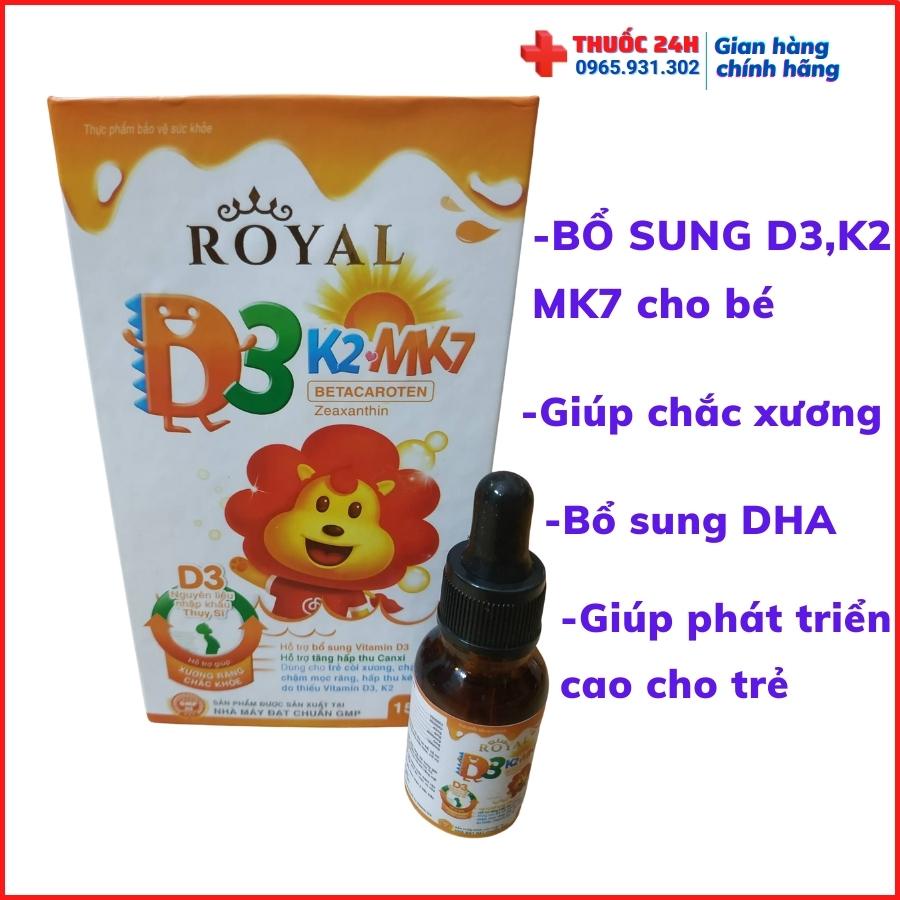 Vitamin D3 cho bé D3 K2 MK7 ROYAL 15ml giúp hấp thụ canxi phát triển ...