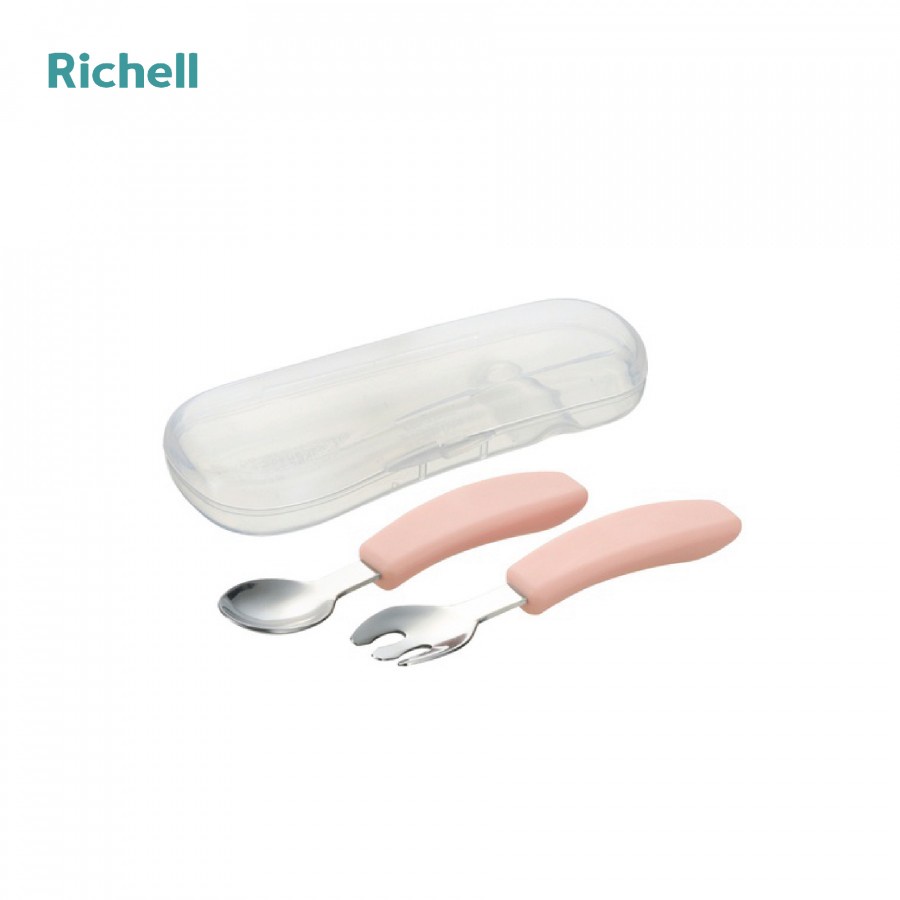 [Chính hãng] Bộ muỗng nĩa inox T.L.I kèm hộp Richell 20179, 20180 ...