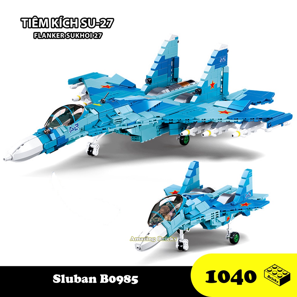 Đồ chơi Lắp ráp Máy bay tiêm kích Nga Su-27, Sluban M38-0985 Sukhoi ...