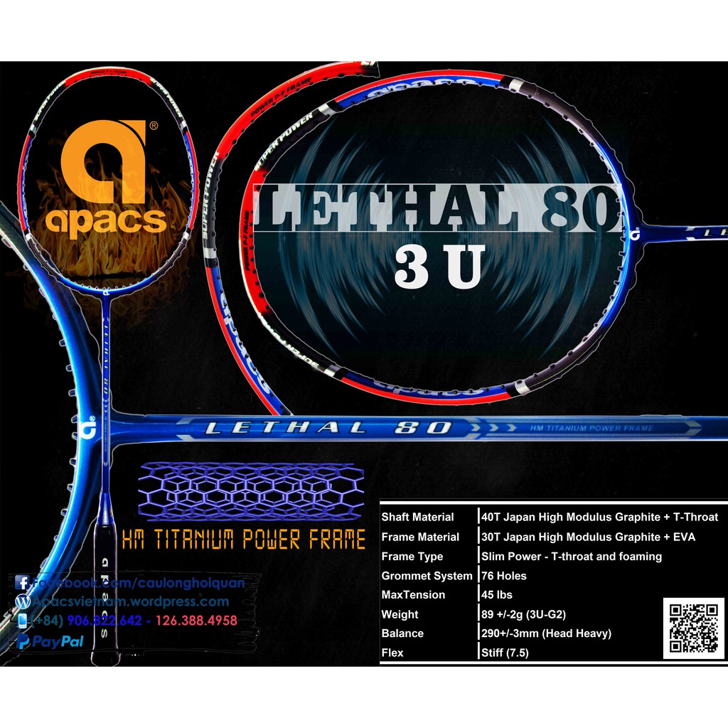 [Chính hãng] Vợt cầu lông Apacs Lethal 80 - 3U | Shopee Việt Nam
