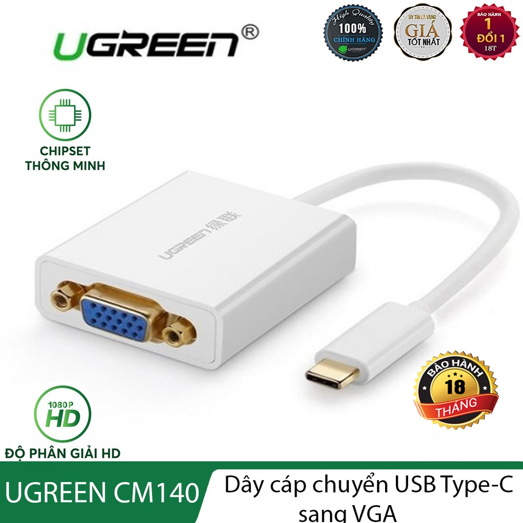 Dây cáp chuyển cổng USB Type-C đến cổng VGA cao cấp l UGREEN CM140 ...