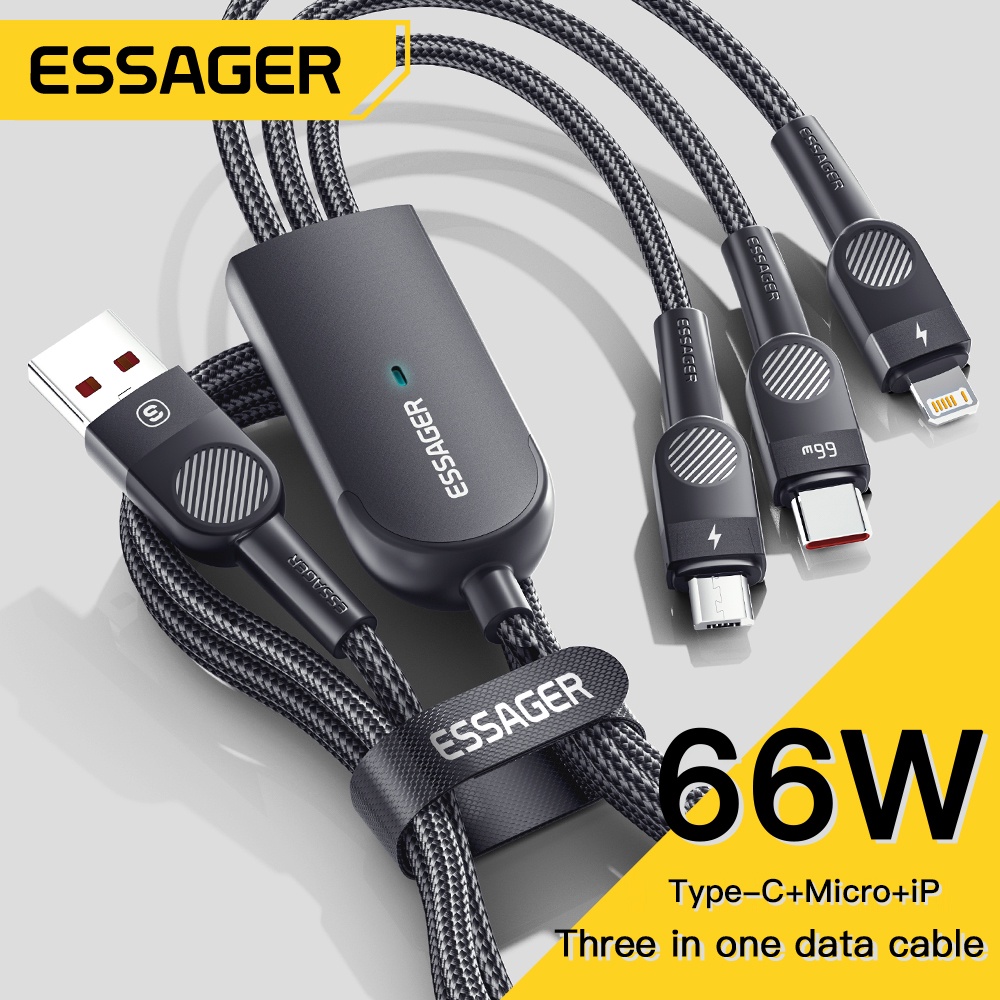 Dây Cáp Sạc usb Loại c 3 Trong 1 essager 66w 66w Cho Điện Thoại ip 13 12 pro max | Shopee Việt Nam