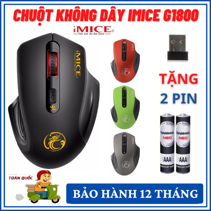 Chuột Không Dây Gaming IMICE G1800 (Tặng Kèm 2 Pin) Nhỏ Gọn, Siêu Nhạy - Bảo Hành 12 Tháng ...