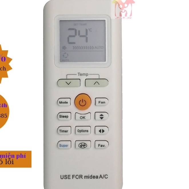 Remote điều khiển điều hoà MEDIA inverter mới (nút vàng giữa )-BH 3 ...