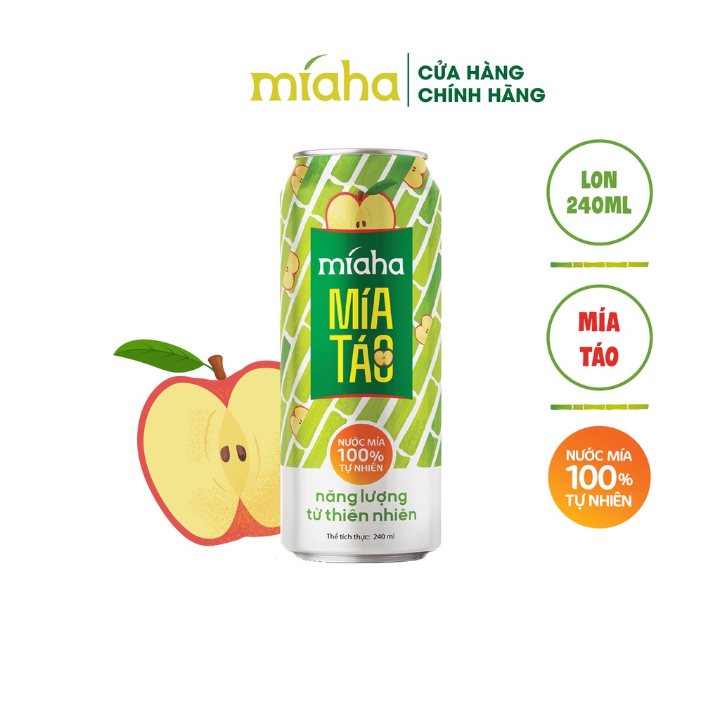 Lon Nước Mía Táo Tự Nhiên MÍAHA dung tích 240ml/Lon | Shopee Việt Nam