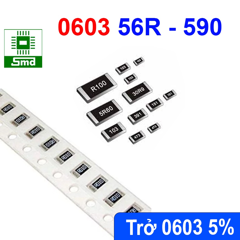 Điện Trở Dán SMD 0603 5% 50 Con/DâyGiá Trị Trong Khoảng 56R - 590R Ohm linh kiện điện tử điện ...