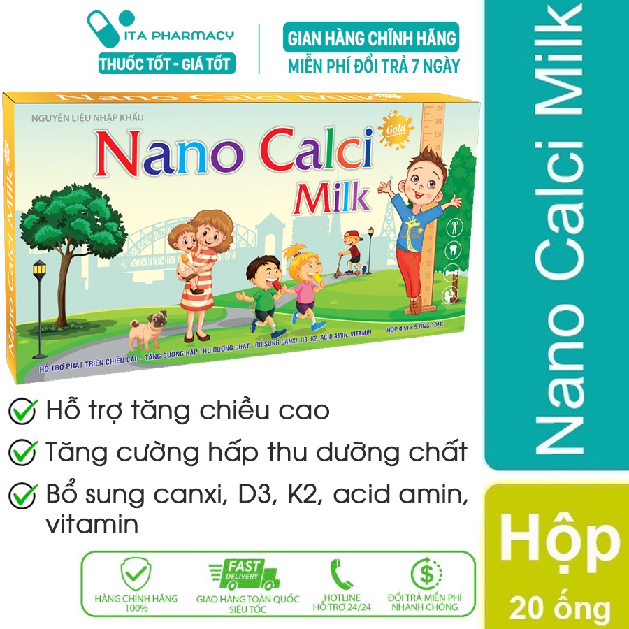 Tăng Cường Canxi Cho Bé - NANO CALCI MILK Hộp 4 Vỉ X 5 ống | Shopee Việt Nam