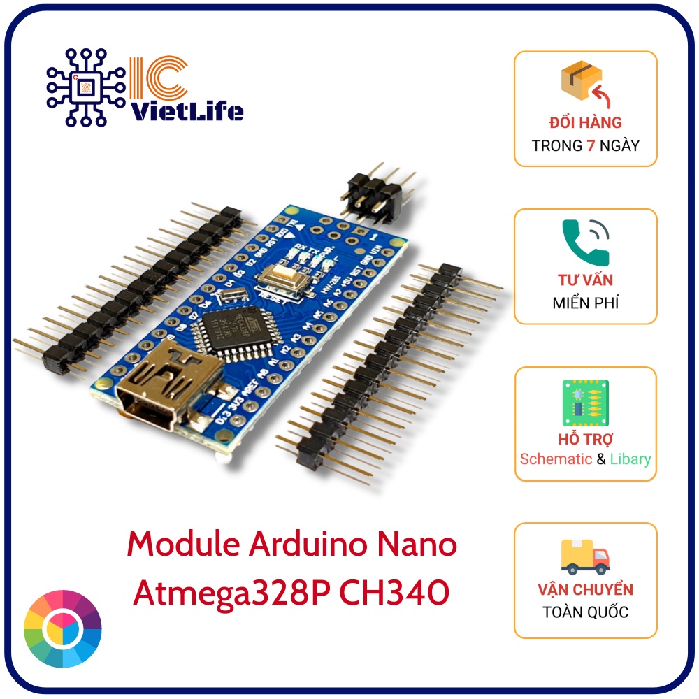 Module ARDUINO NANO V3.0 ATMEGA328P IC Nạp CH340 Kèm thư viện code mẫu ...