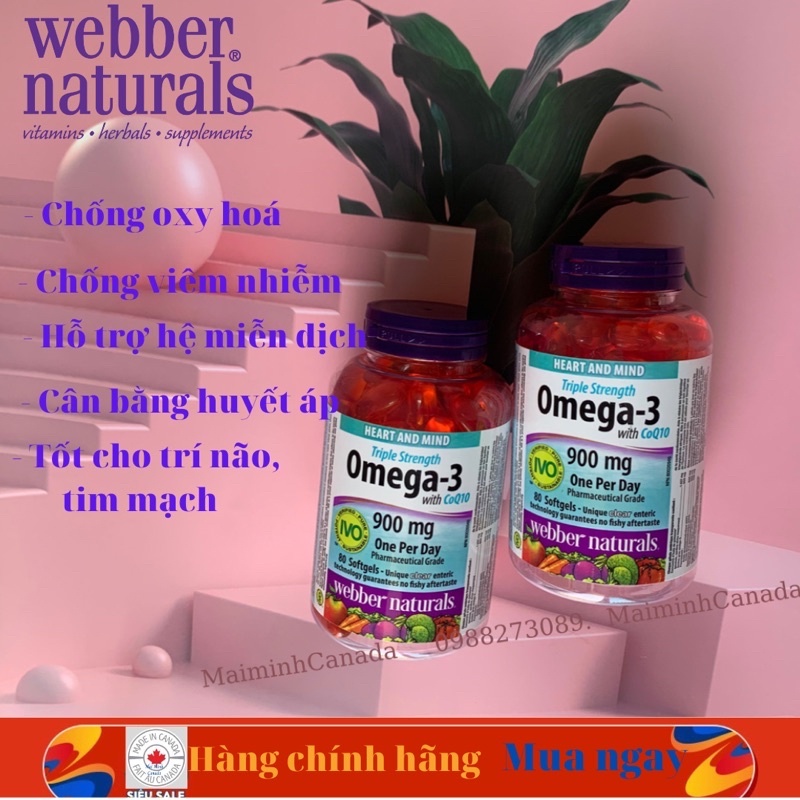 (Bill Canada) Dầu cá Omega 3 CoQ10; Triple Strength Omega-3 With 900mg ...