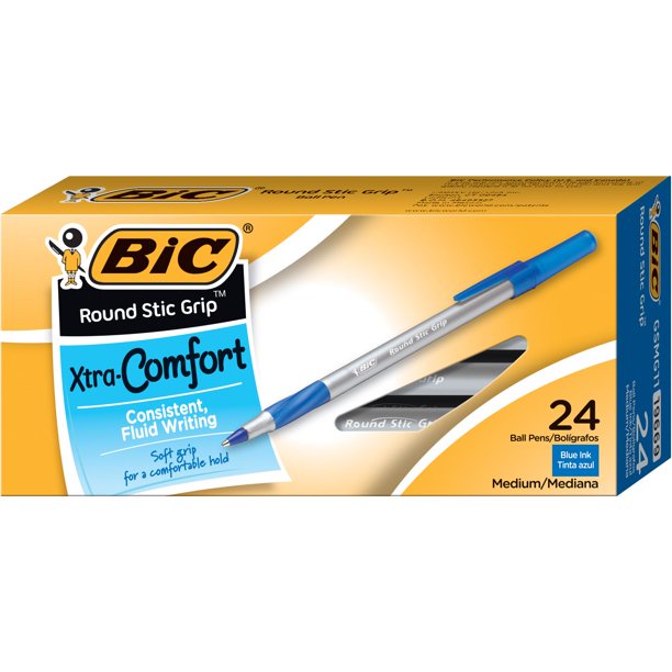 Bút bi BIC Round Stic Grip Xtra Comfort Ball Pen, Classic Medium Point ...