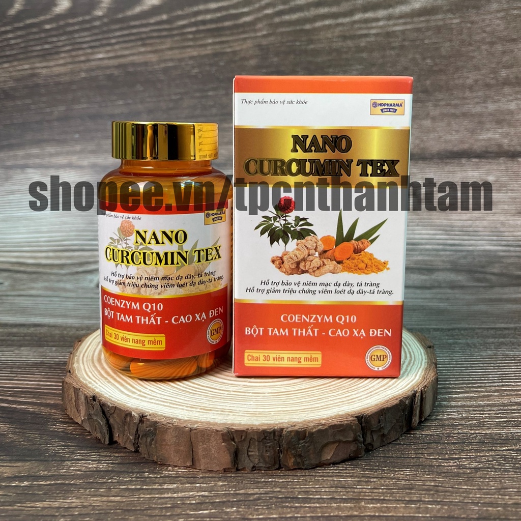 (CHAI) Viên uống dạ dày NGHÊ NANO CURCUMIN TEX bột tam thất, cao xạ đen, giảm viêm loét dạ dày ...