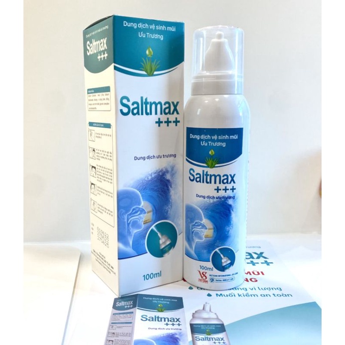 Xịt mũi Saltmax 100ml vệ sinh mũi, làm sạch chất nhầy, an toàn với phụ ...