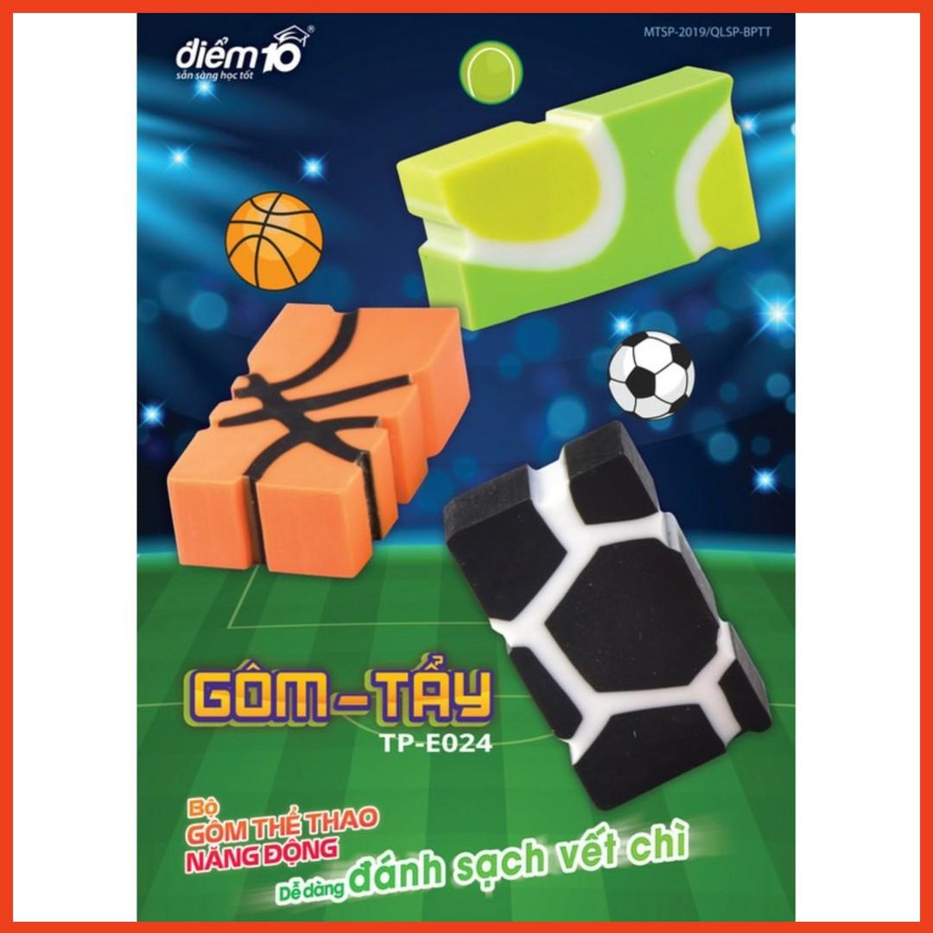 [Chính Hãng] Gôm/Tẩy Hình Bóng Đá Điểm 10 TP-E024 (Vỉ 1 Cục) | Shopee ...