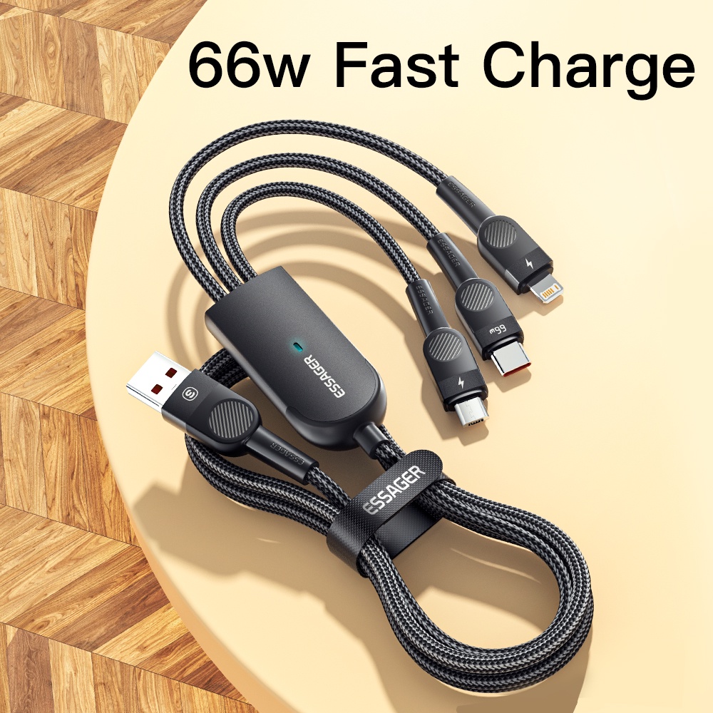 Dây Cáp Sạc usb Loại c 3 Trong 1 essager 66w 66w Cho Điện Thoại ip 13 12 pro max | Shopee Việt Nam