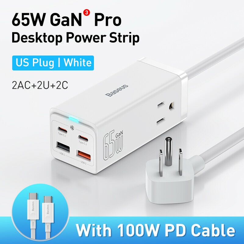 Bộ sạc BASEUS 65W GaN3 Pro 2AC + 2U + 2C 65W Type-C cho máy tính bàn ...