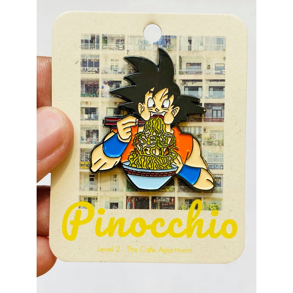 Pin cài Goku eats noodle - Huy hiệu kim loại Pinocchio Saigon | Shopee ...