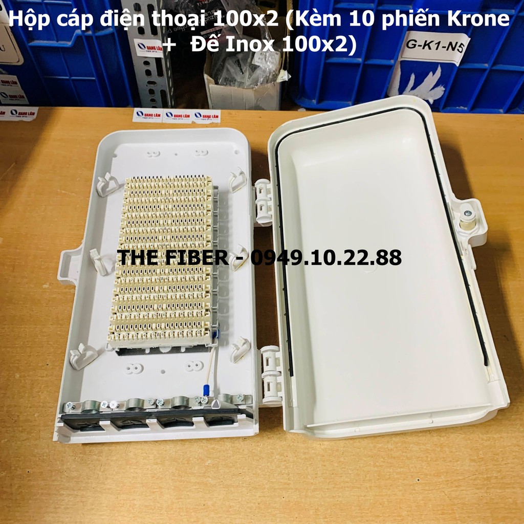 Hộp cáp điện thoại IDF 100x2 (Kèm 10 Phiến Krone 10x2 + Đế Inox 100x2 ...