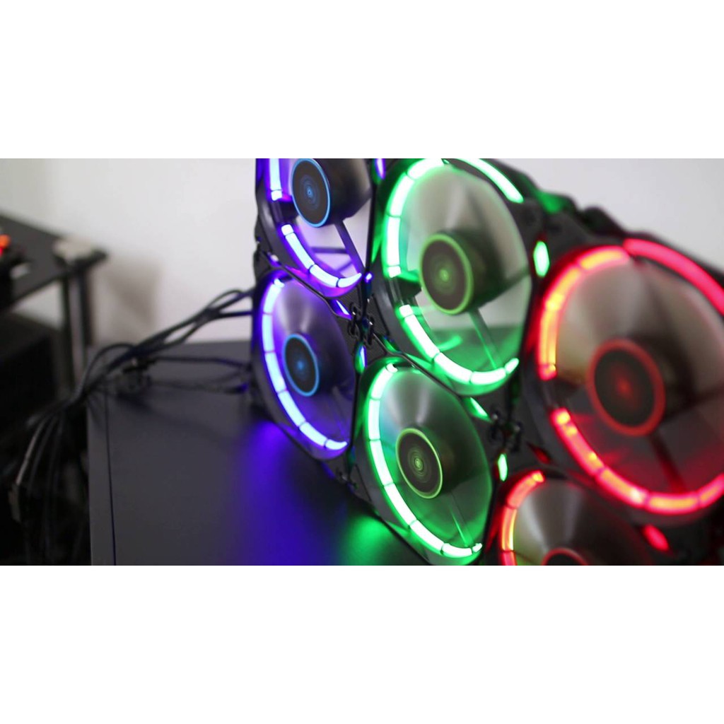 Bộ 3 Fan case led RGB VSP - kèm bộ điều khiển và hub | Shopee Việt Nam