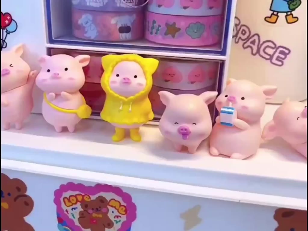 Mô hình set 6 heo, 7 heo mini dễ thương trang trí bàn làm việc, bàn học ...