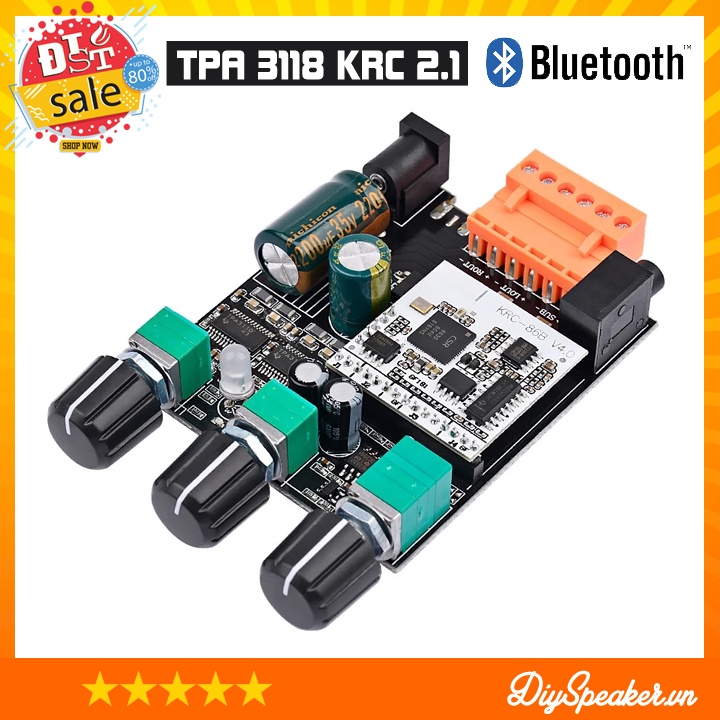 Mạch khuếch đại âm thanh Bluetooth TPA 3118 KRC 2.1 30*30+60w ver 2. CHạy chip TPA3118 và ...