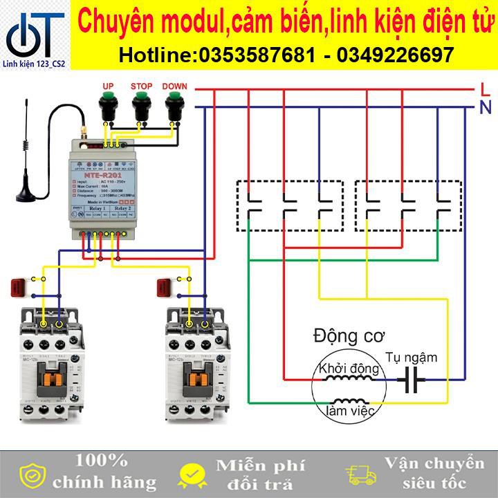 Bộ đảo chiều động cơ xoay chiều từ xa dùng sóng RF MTE-R201 . | Shopee Việt Nam
