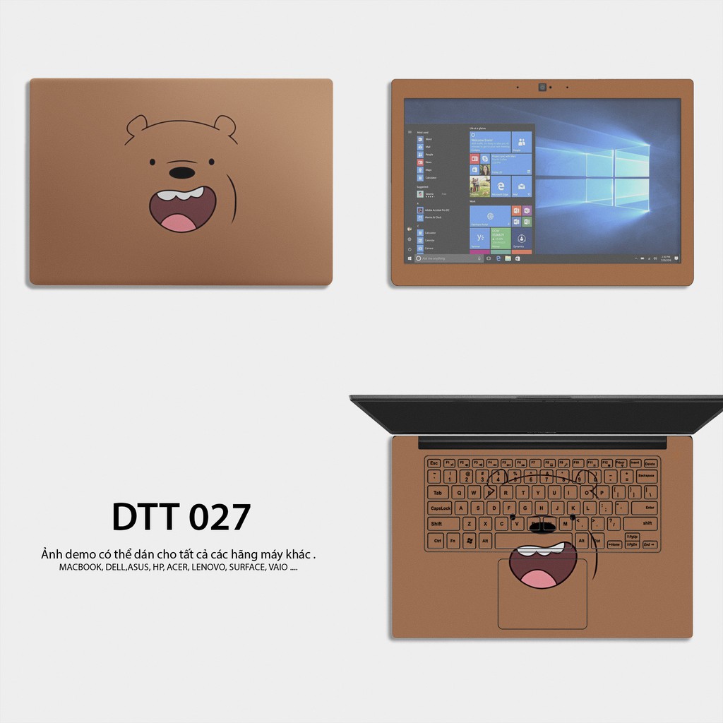 Miếng Dán Skin Laptop Gấu Nâu - Decal Dán cho Dell, Hp, Asus, Lenovo ...