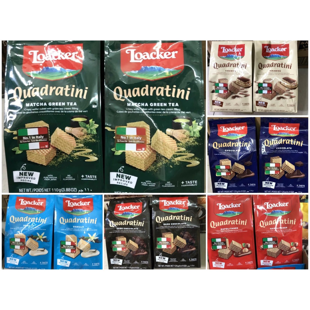 [DATE ĐẸP 12/2025]Bánh Xốp Ý Loacker Quadratini 110 gram - 125 gram (8 vị) | Shopee Việt Nam
