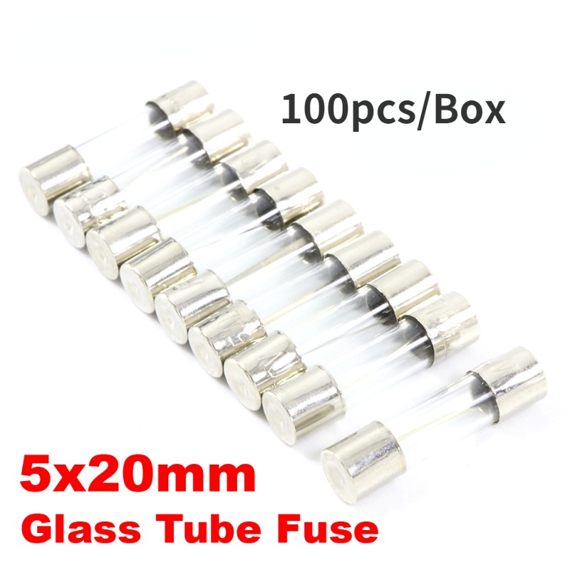 Set 100 Cầu Chì Thủy Tinh 5x20mm 250V F0.5A 1A 1.5A 2A 2.5A 3A 4A 5A 6A ...