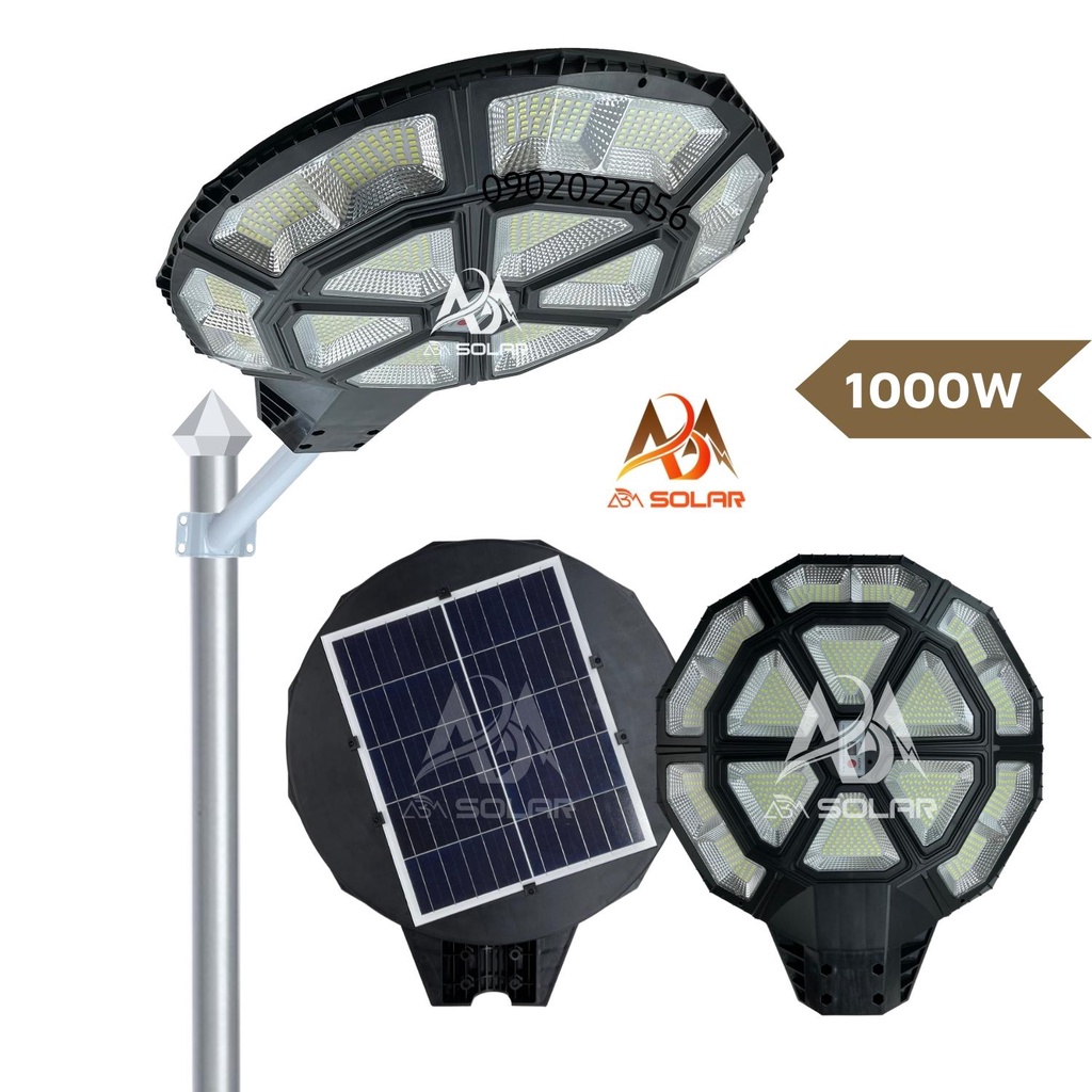 [1000W] Đèn Năng Lượng Mặt Trời Sân Vườn, Đĩa Bay UFO Vuông Siêu Sáng, Chống nước IP 68, Cảm ...
